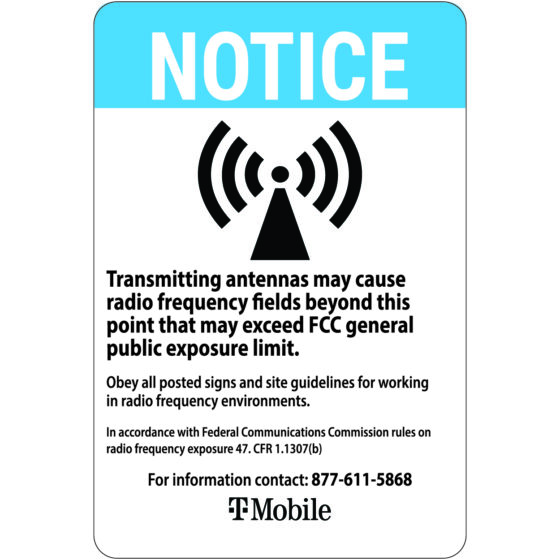 T-Mobile RF Safety & FCC Signs (Notice) - Tower Supply Co