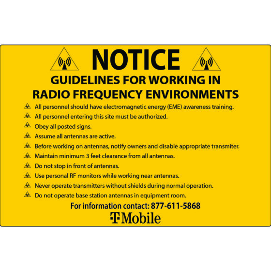 T-Mobile RF Safety & FCC Signs (Notice/Guidelines) - Tower Supply Co