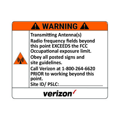 VZW Small Cell "Warning" RF Signage - Tower Supply Co
